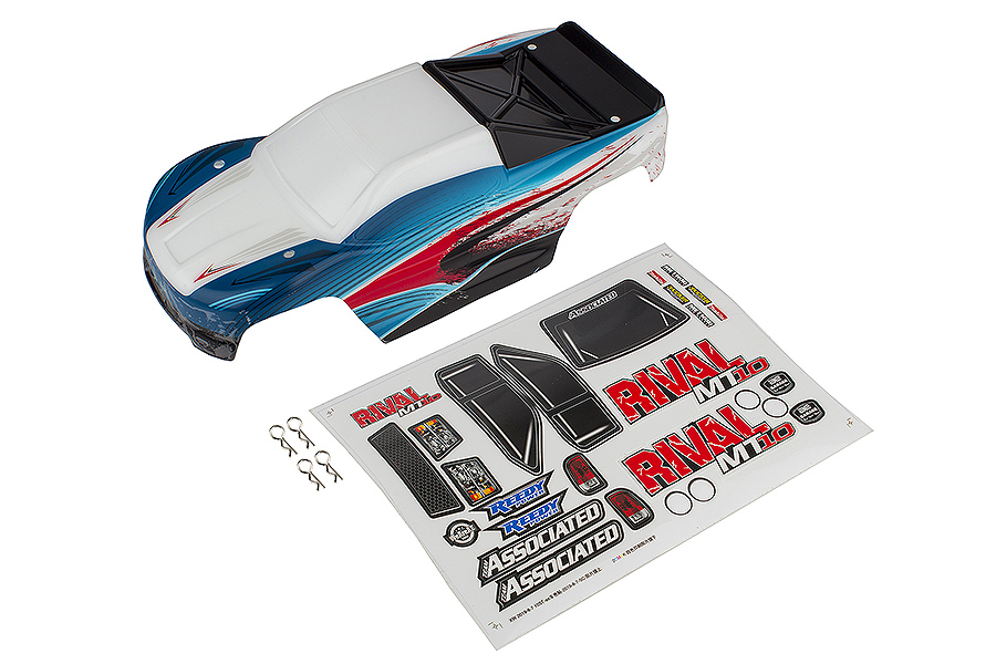 TEAM ASSOCIATED RIVAL MT10 PAINTED BODYSHELL RED/BLUE #AS25839